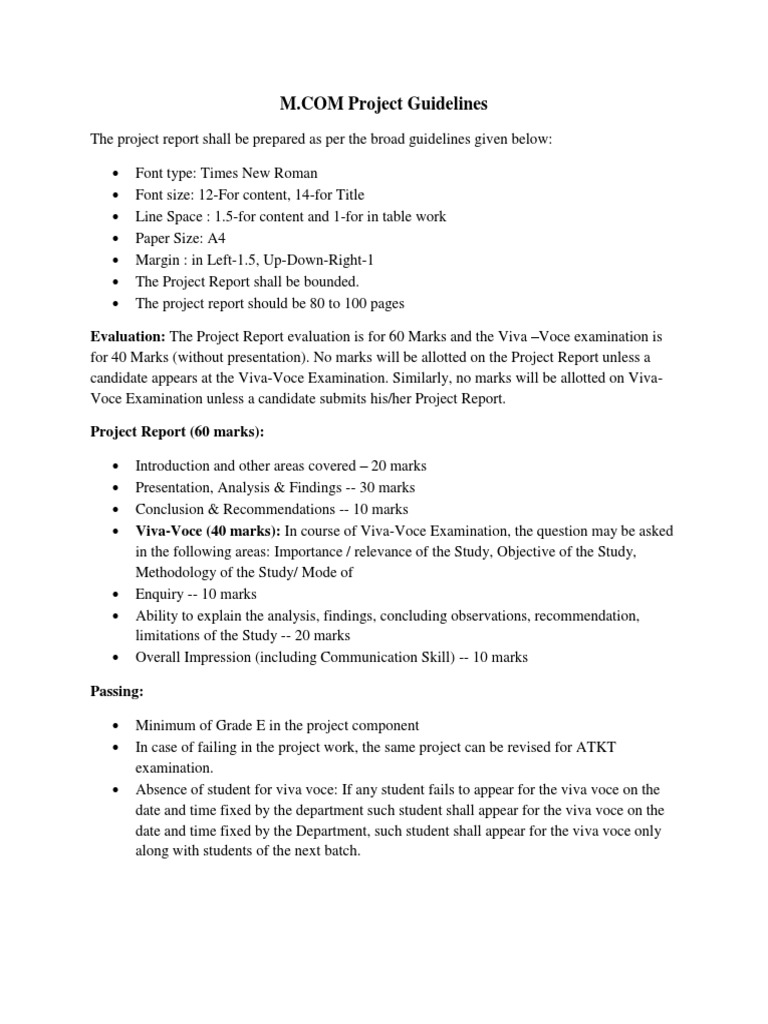 Mcom Project Format | PDF | Thesis | Data Analysis