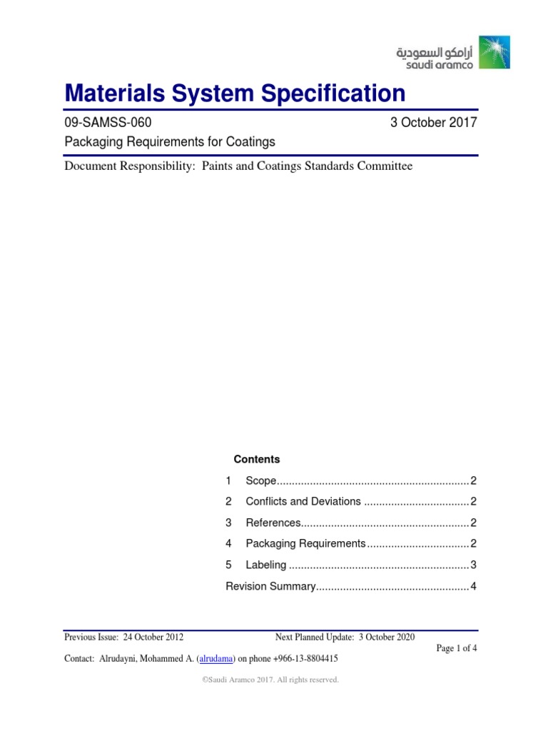 09 Samss 060 | PDF | Packaging And Labeling | Specification (Technical Standard)