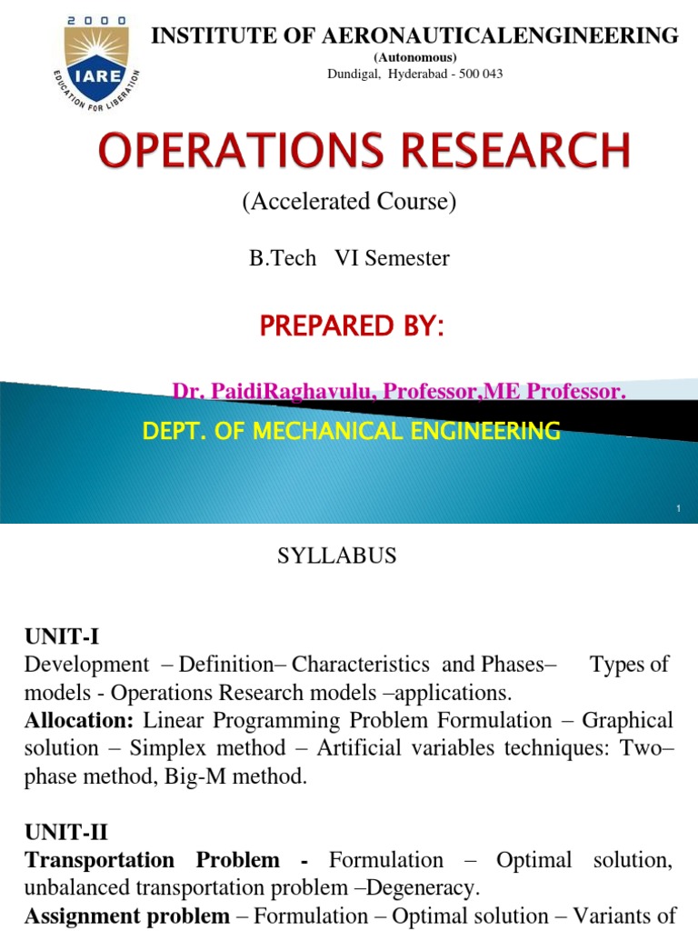 Or PPTS | PDF | Mathematical Optimization | Linear Programming
