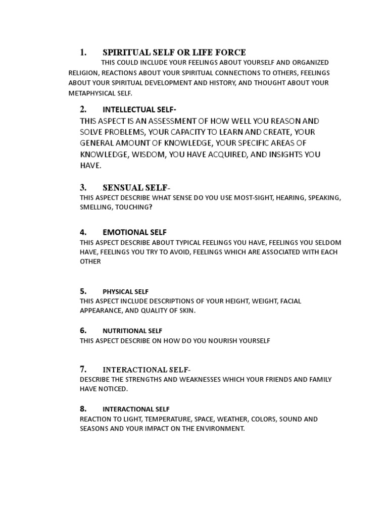 Spiritual Self and Life Force Overview | PDF