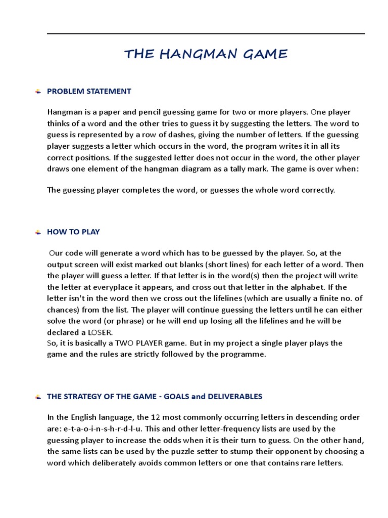 The Hangman Game | PDF | Areas Of Computer Science | Software Engineering