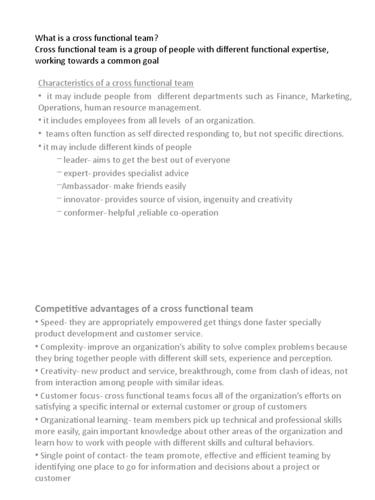 What Is A Cross Functional Team | PDF | Innovation | Creativity