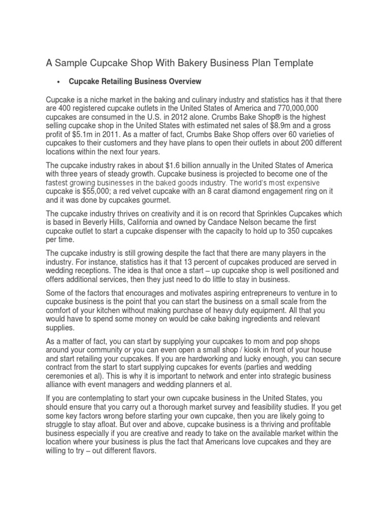 Cupcake Business Plan | PDF | Cupcake | Retail