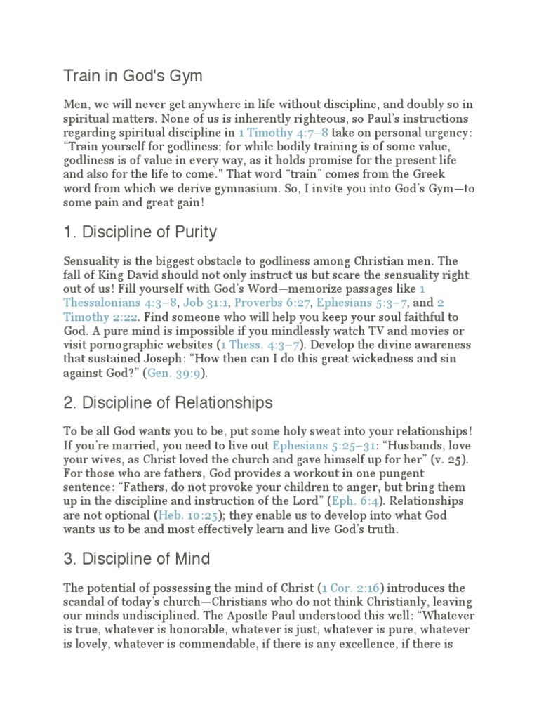 Train in God's Gym: 1 Timothy 4:7-8 | PDF | God | Epistle To The Ephesians