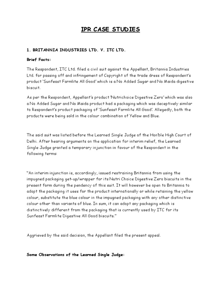 Ipr Case Studies | PDF | Trademark | Lawsuit