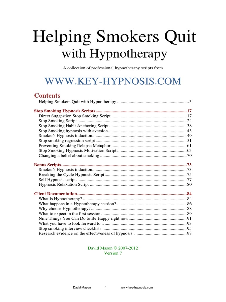 Key Hypnosis Stop Smoking Scripts V7 | PDF | Hypnotherapy | Hypnosis