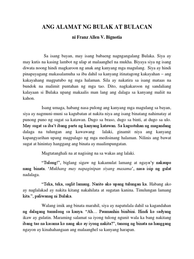 Ang Alamat NG Bulak at Bulacan | PDF