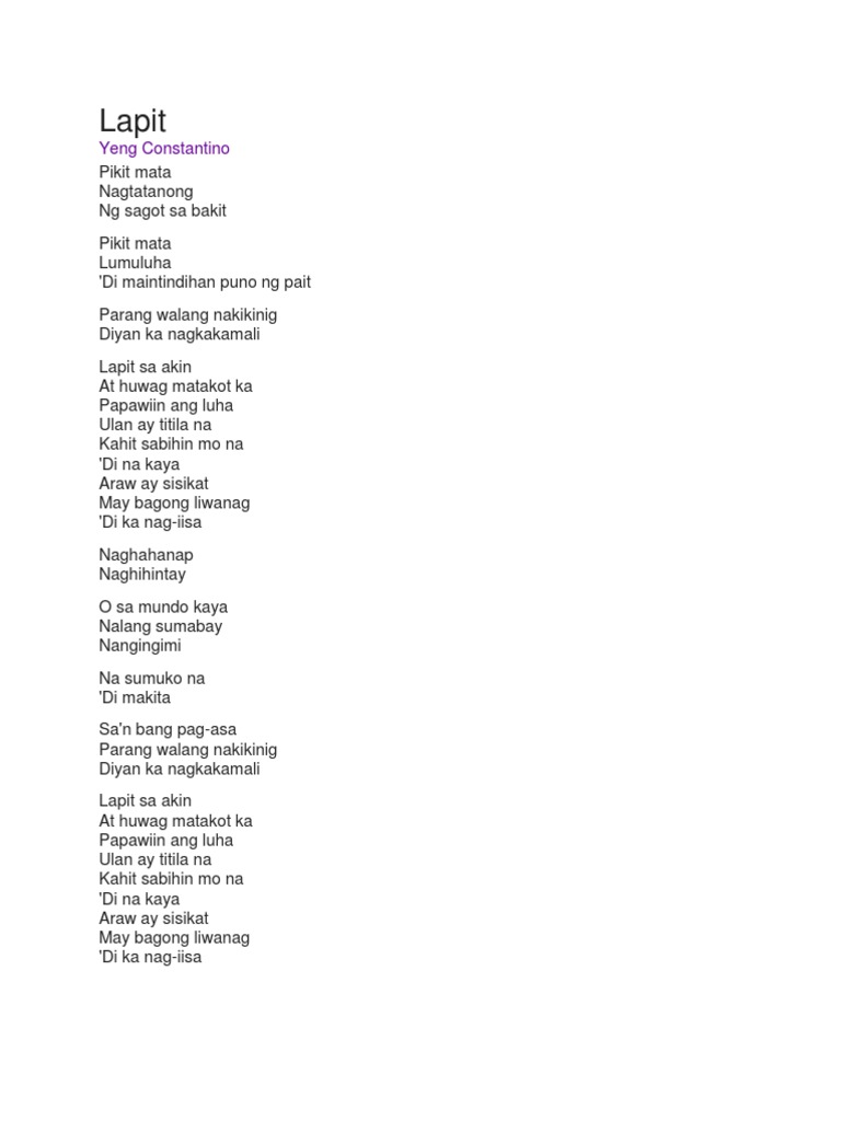 Lapit Lyrics | PDF