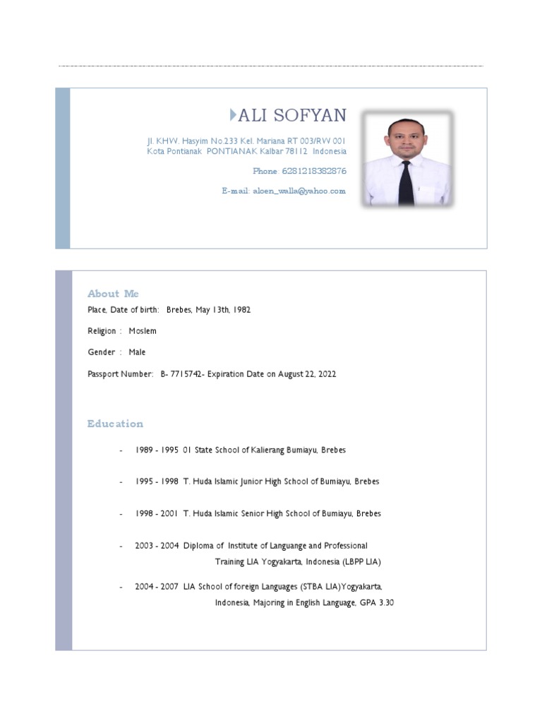 Ali Sofyan: About Me | PDF | Business