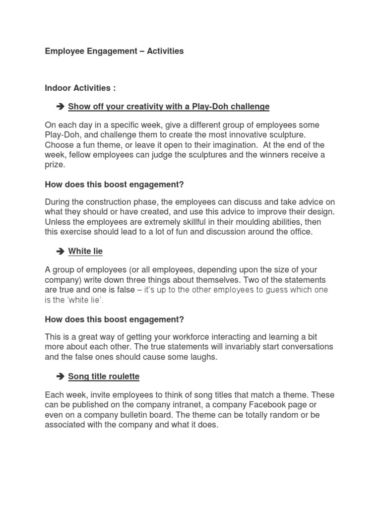 Engaging Team Activities for Employees | PDF | Psychological Concepts ...