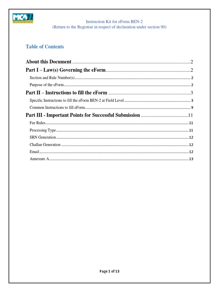 Instruction Kit EForm BEN-2 | PDF | Limited Liability Partnership | Law