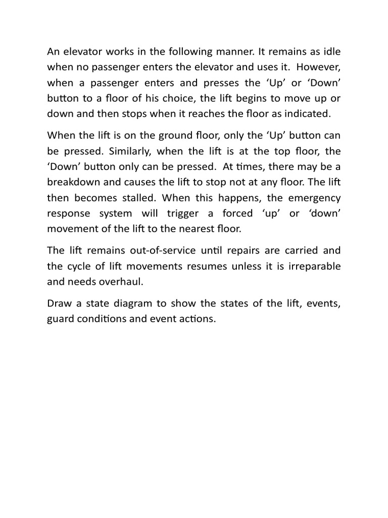 Elevator System State Diagram Guide | PDF
