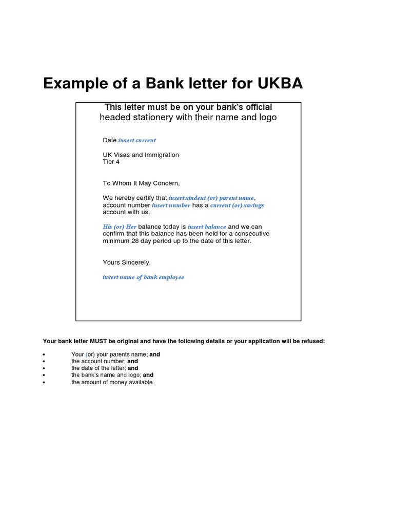 Example Bank Letter | PDF