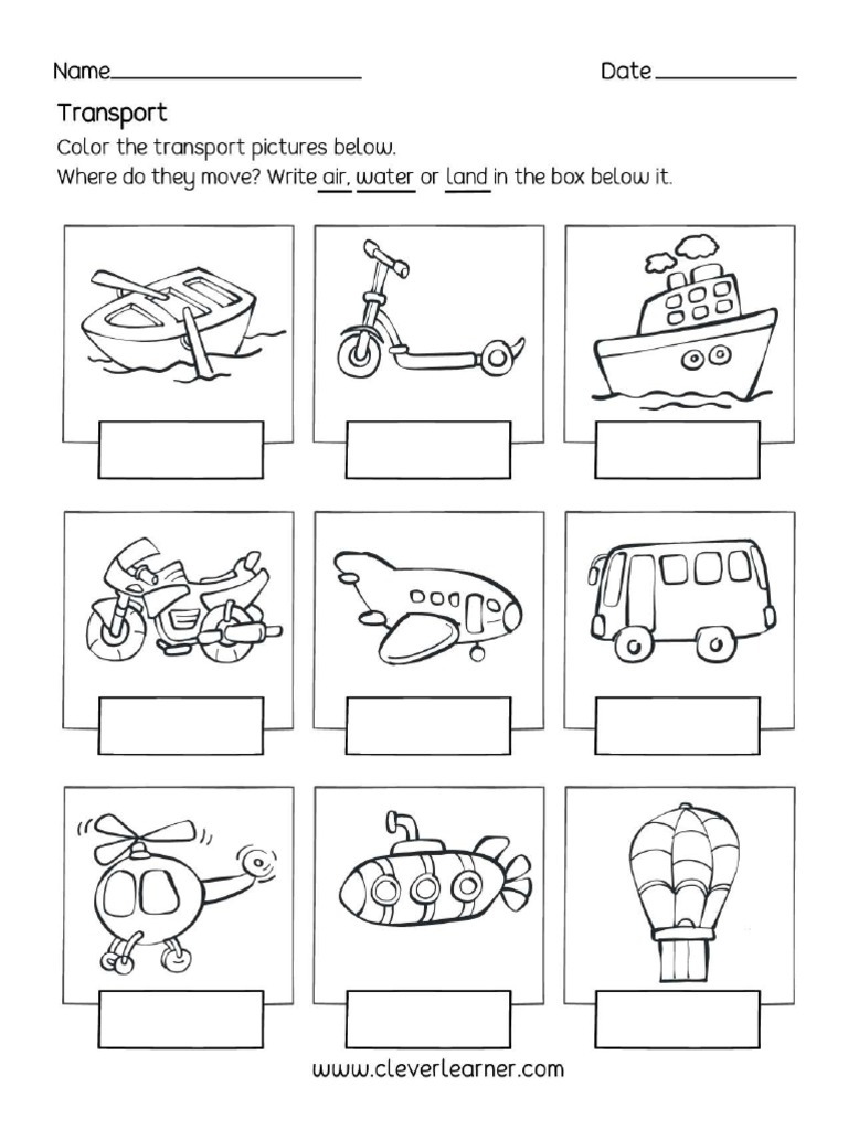 Water Transportation Worksheets