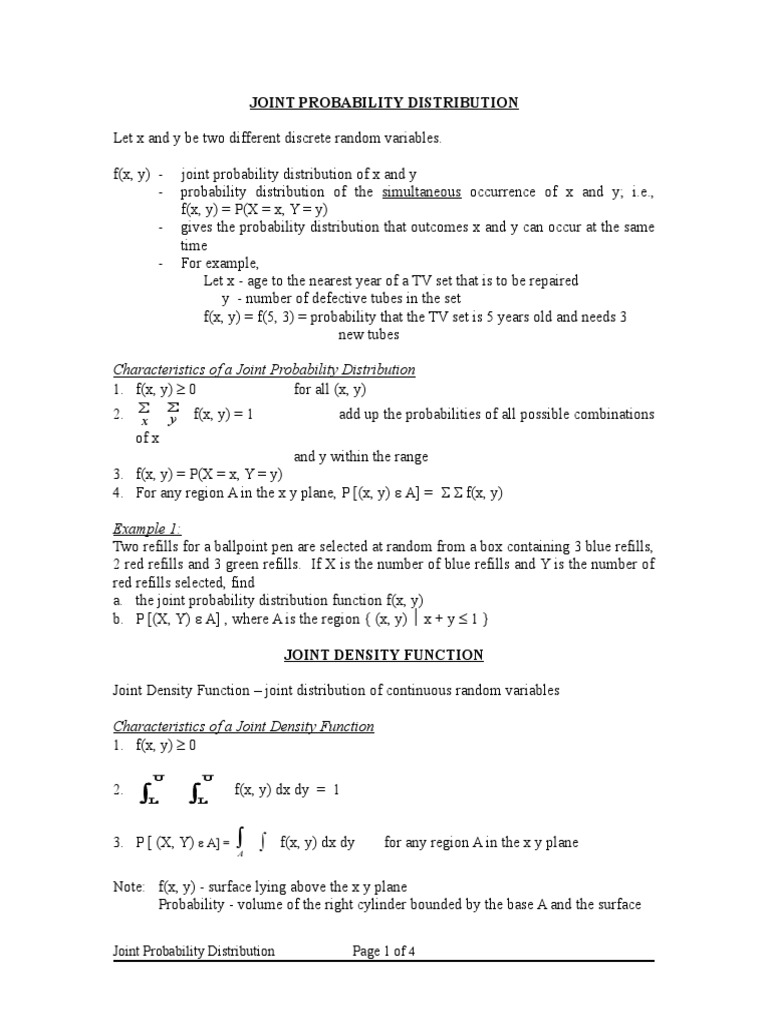 Characteristics of A Joint Probability Distribution | PDF | Probability ...