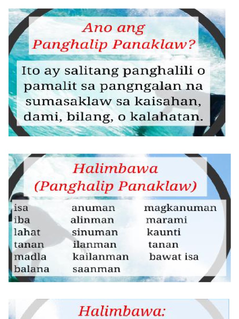 Panghalip Na Panaklaw | PDF