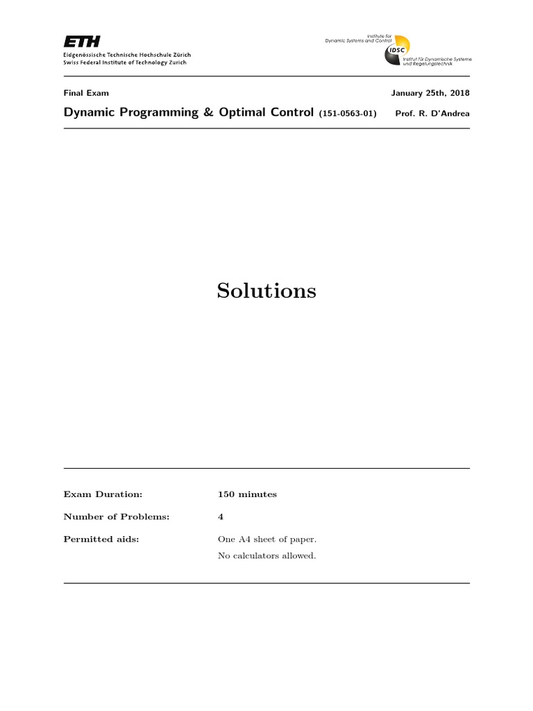 DPOCexam2017 Solution BB | PDF | Mathematical Optimization | Dynamic Programming