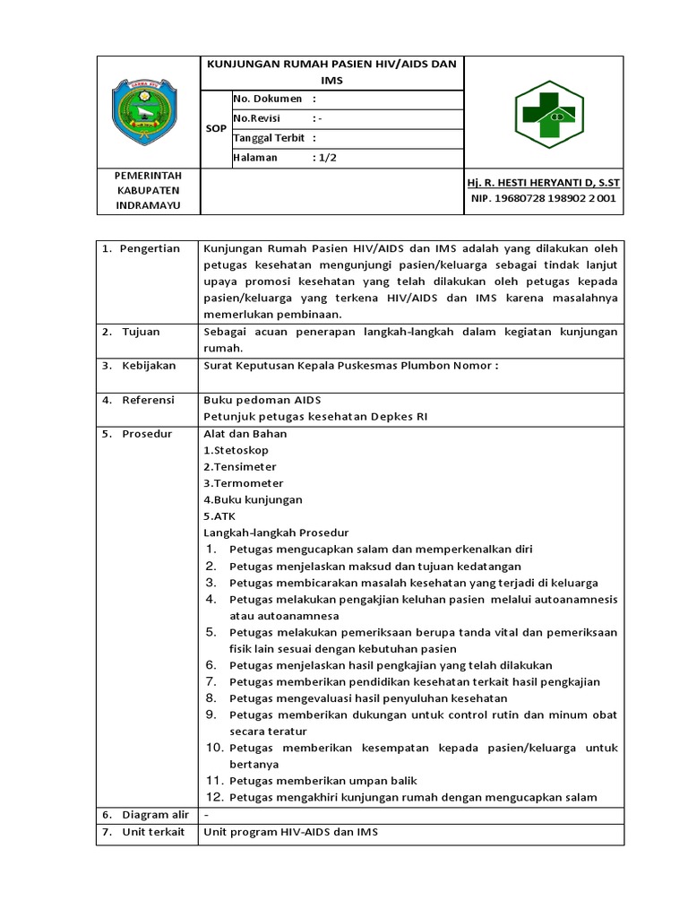 Sop - Kunjungan Rumah Pasien Hiv Aids Ims | PDF