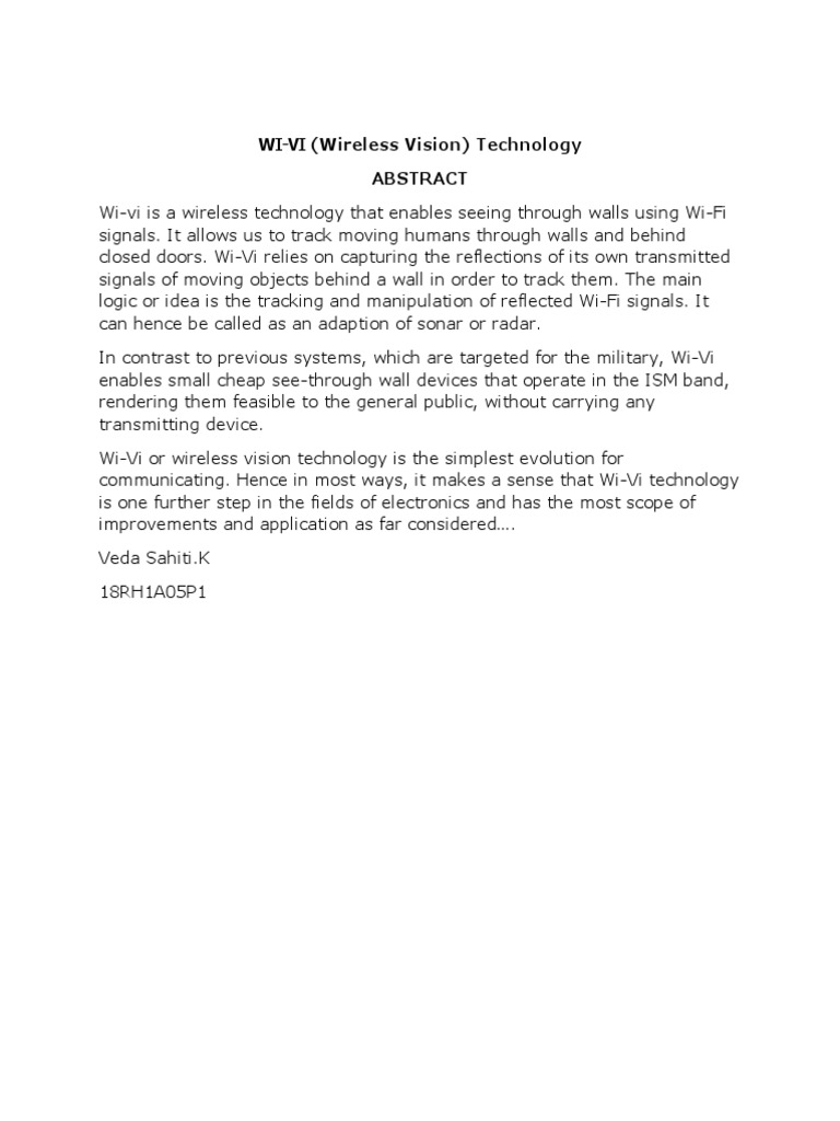 Wi-Vi Technology: Seeing Through Walls | PDF | Art | Computers