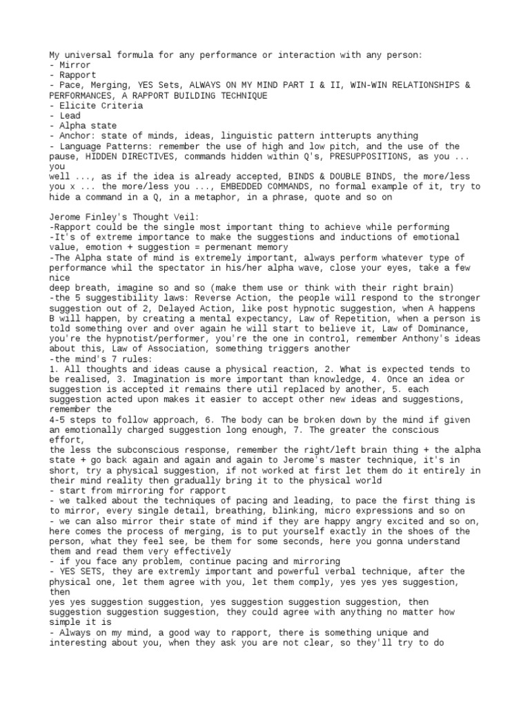 Hypnosis & Suggestions - A Brief Handout | PDF | Hypnosis | Relaxation ...