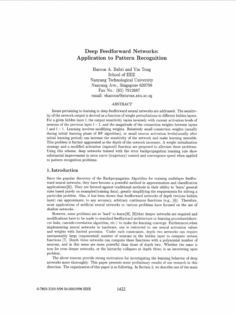 Deep Feedforward Networks Application To Patter Recognition | PDF | Artificial Neural Network ...