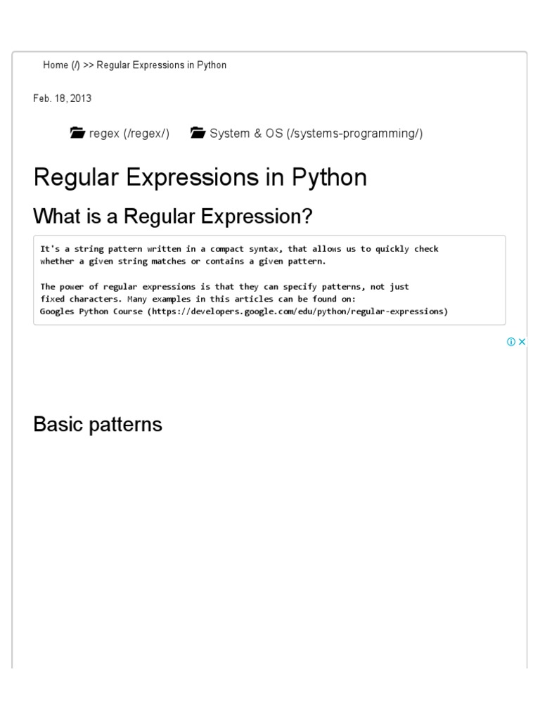 Regular Expressions in Python | PDF | Regular Expression | Software Development