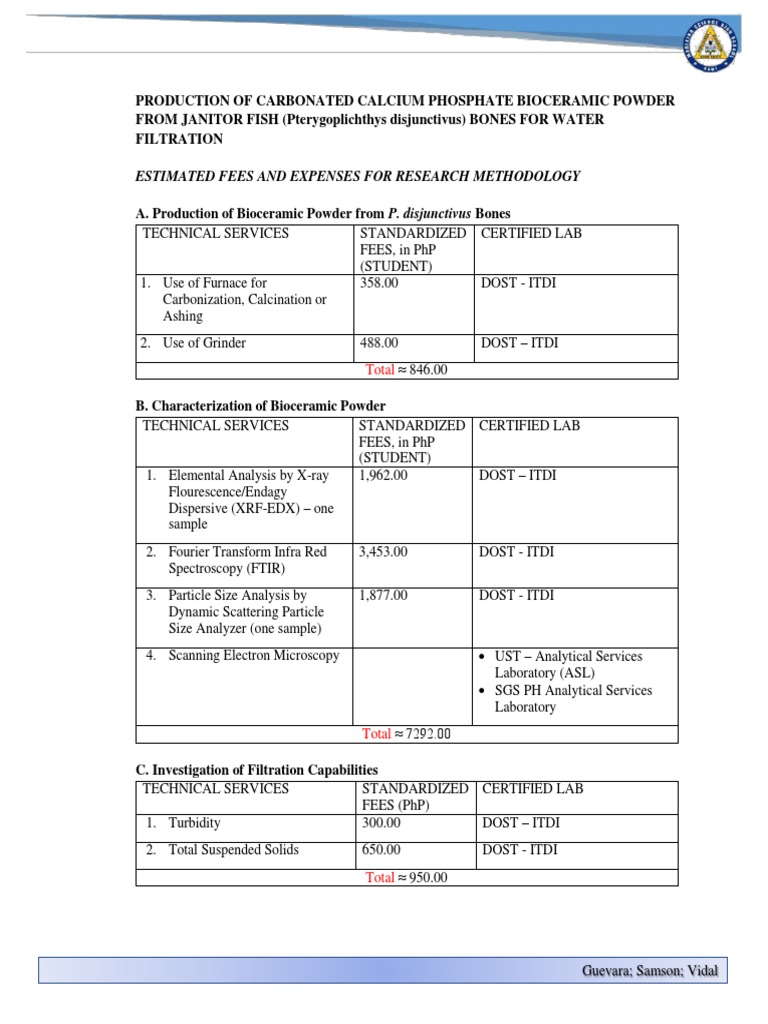 Estimated Fees and Expenses For Research Methodology: Total | PDF