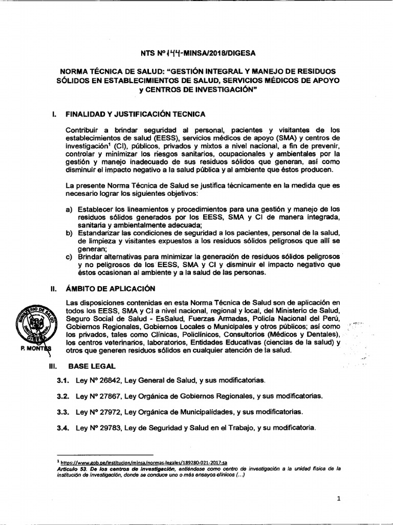 RM 1295 2018 Minsa | PDF | Residuos | Gestión de residuos