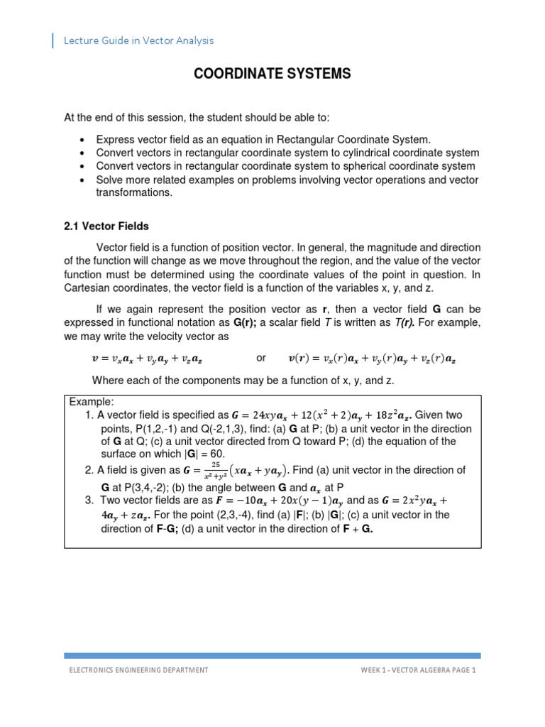 Vector Analysis Pdf Euclidean Vector Cartesian Coordinate System
