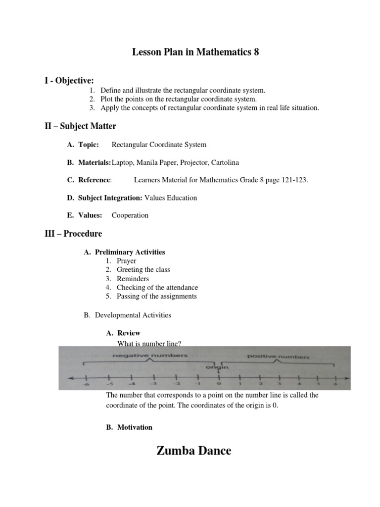 Lesson Plan For Observation 1 | PDF | Cartesian Coordinate System ...