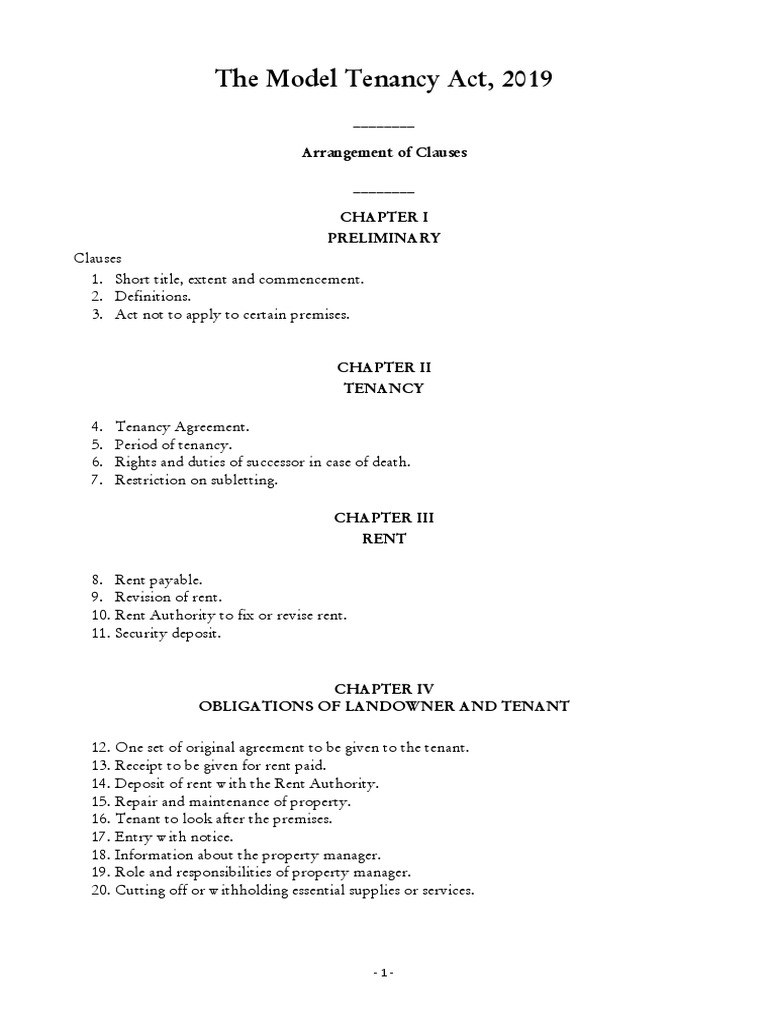 Model Tenancy Act 2019 Overview | PDF | Leasehold Estate | Tribunal