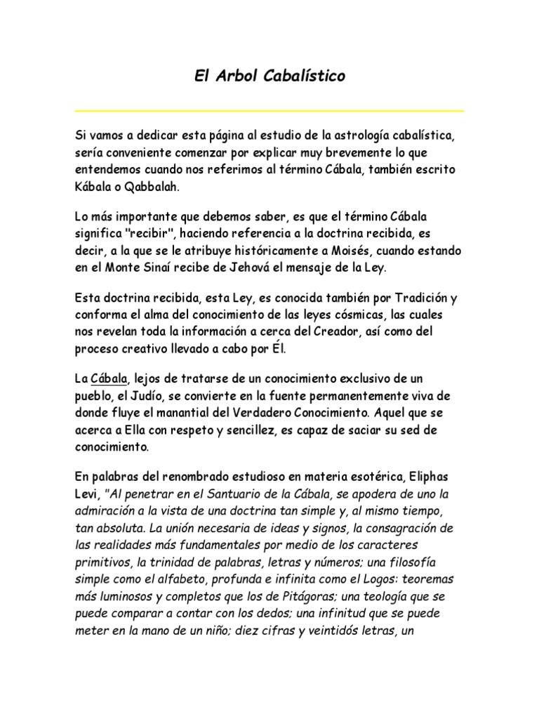 El Arbol Cabalístico | PDF | Kábala | Signo Astrológico