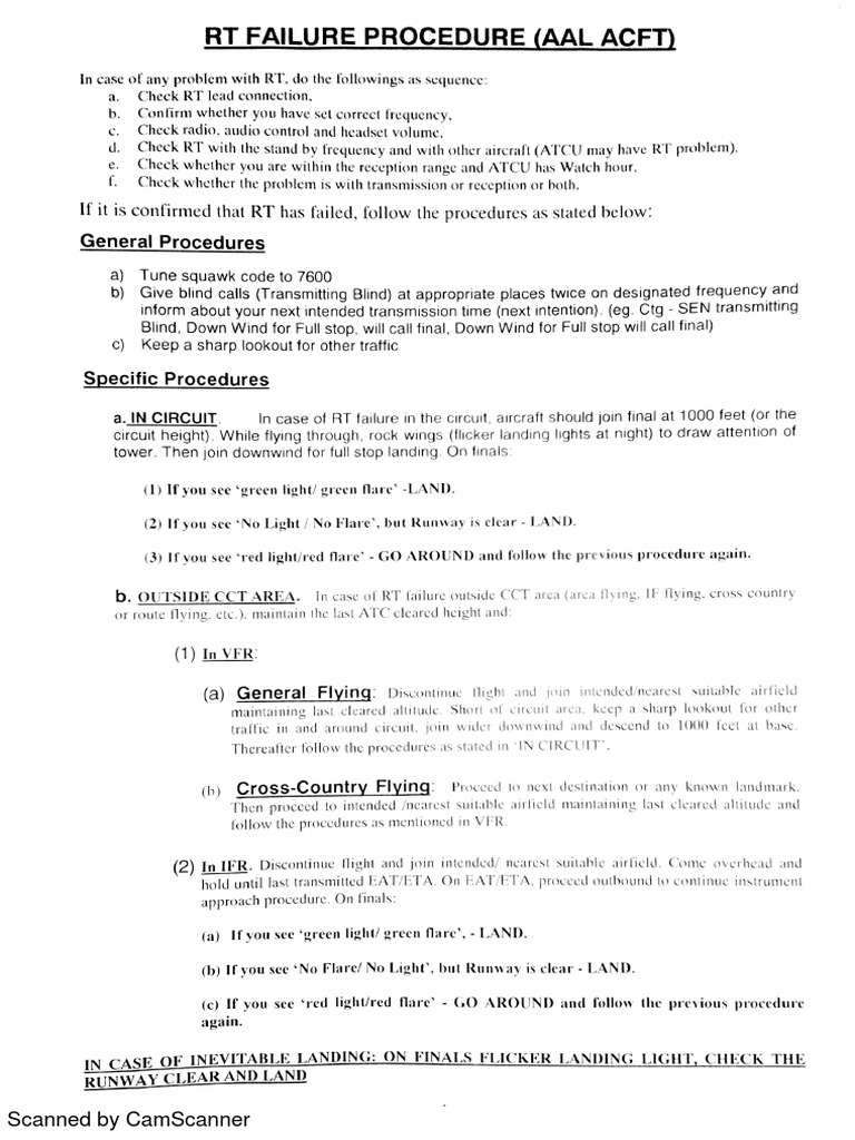 RT Failure Procedure (Aviators) | PDF