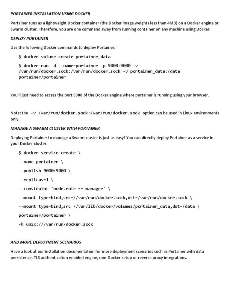 Portainer Installation Using Docker | PDF | Home & Garden | Computers