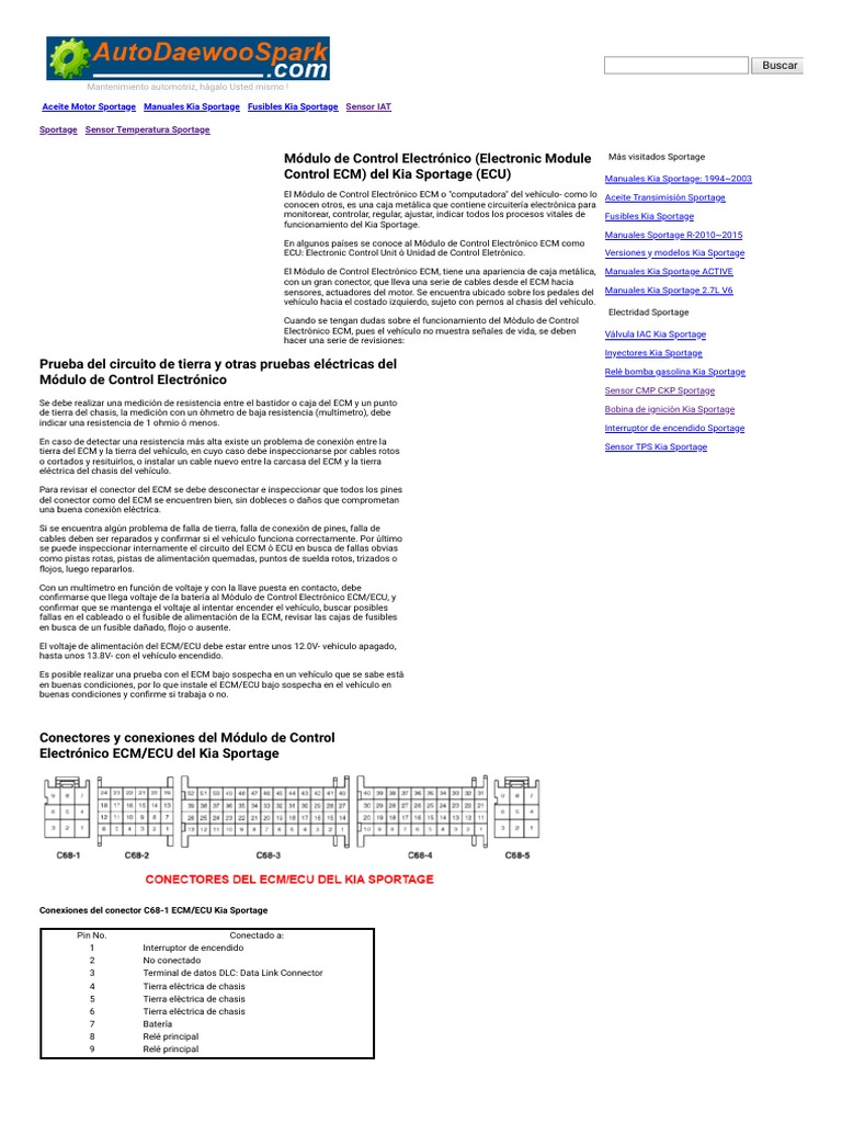 Módulo de Control Electrónico (Electronic Module Control ECM) Del Kia ...