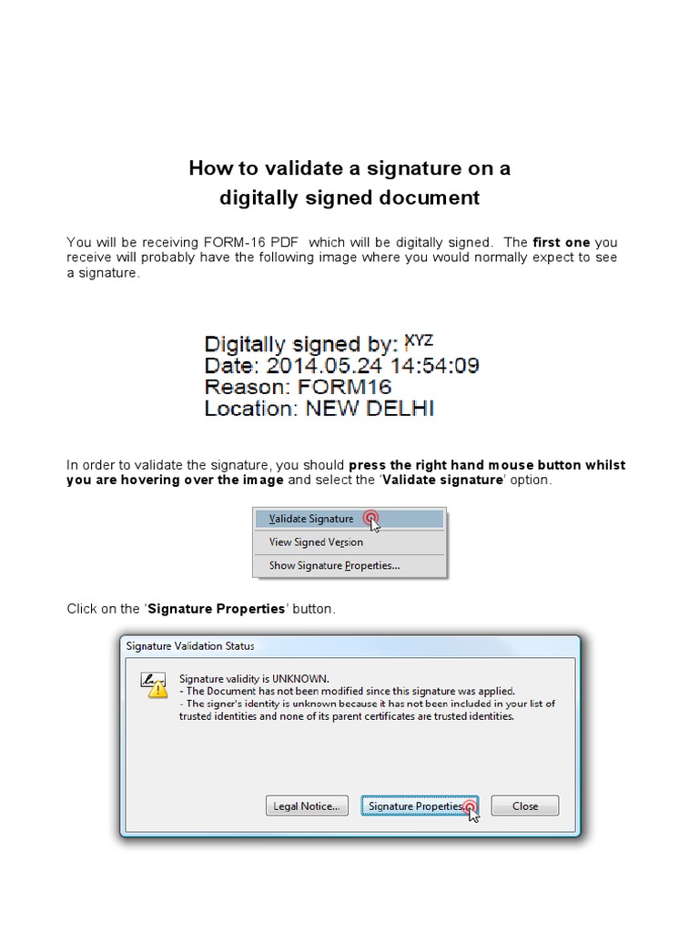 How To Validate A Signature On A Digitally Signed Document | PDF