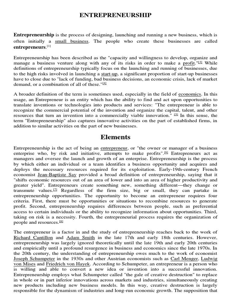 Entrepreneurship: Elements | PDF | Social Entrepreneurship ...