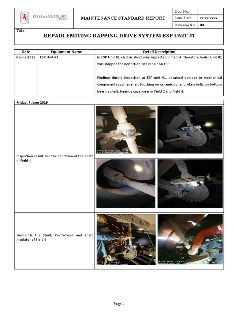 Repair Emiting Rapping Drive System Esp Unit #1: Maintenance Standard ...