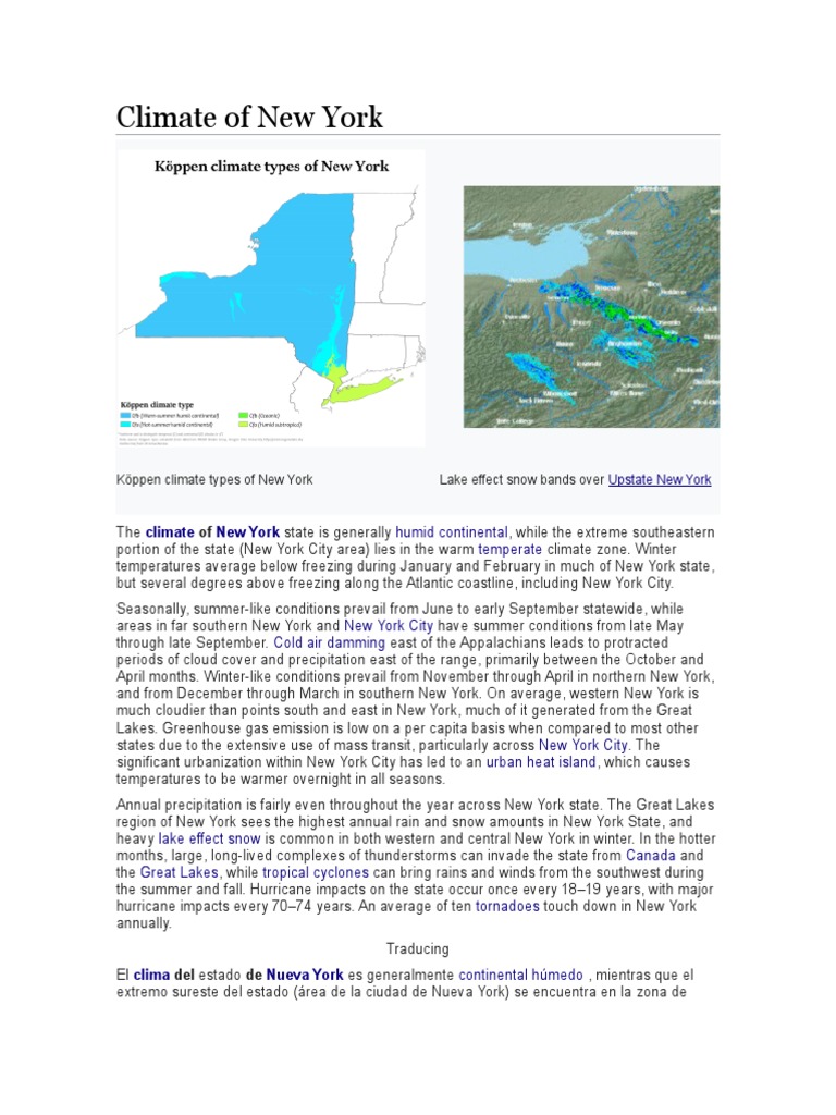 Climate of New York: Humid Continental Temperate | PDF | Sky ...