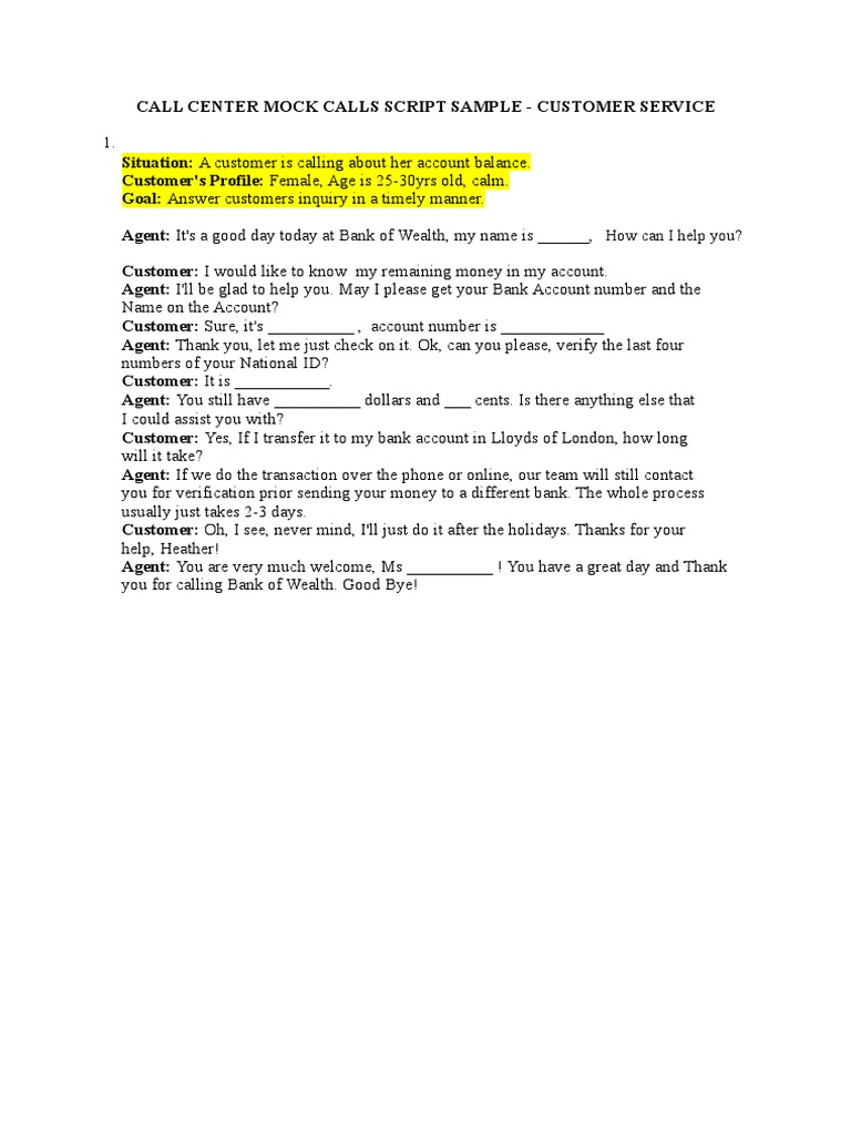 Call Center Script 1 | PDF