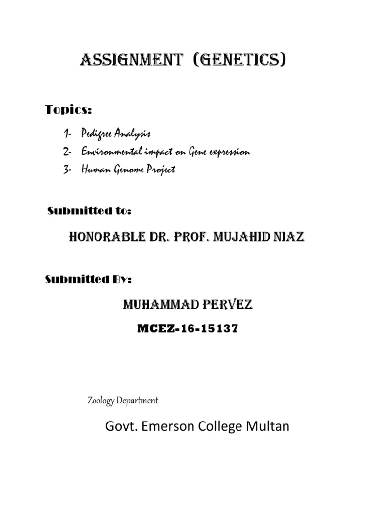 Genetics Assignment | PDF | Dominance (Genetics) | Mitochondrial Dna