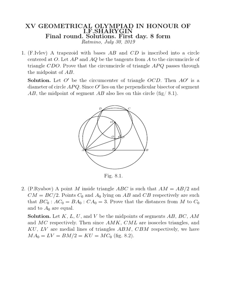 Sharygin 2019 | PDF | Triangle | Perpendicular