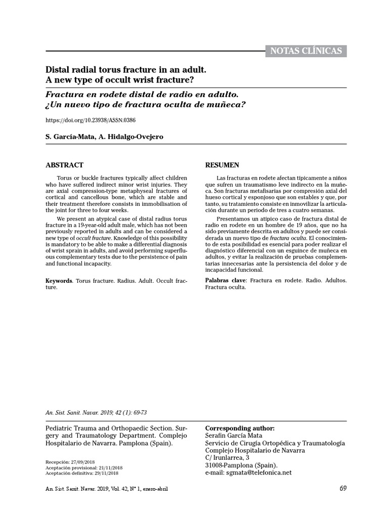 FX de Rodete Distal de Radio | PDF | Síntomas y signos | Accidentes