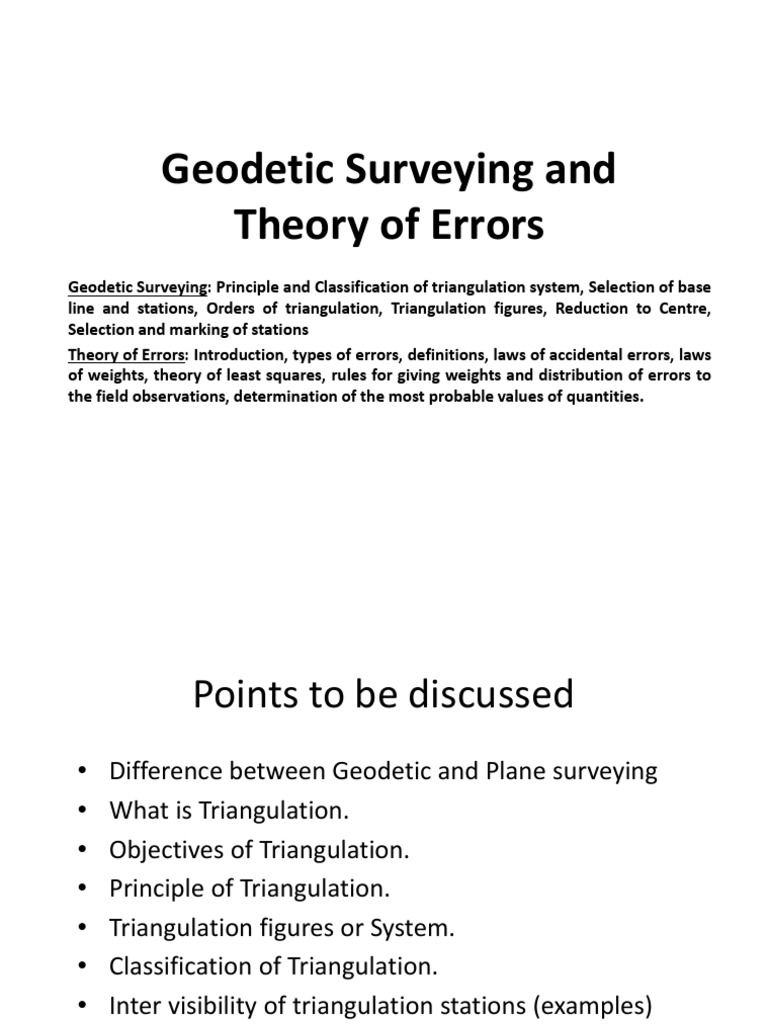 Geodetic Surveying and Theory of Errors | PDF | Trigonometry | Surveying