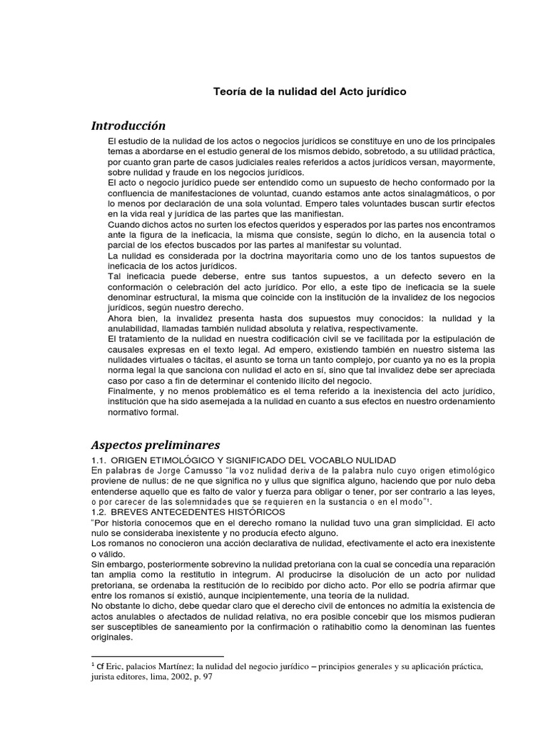 Teoria de La Nulidad Del Acto Juridico | PDF | Instrumento jurídico ...