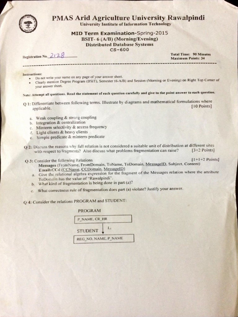 Mid Term Past Paper 1 | PDF