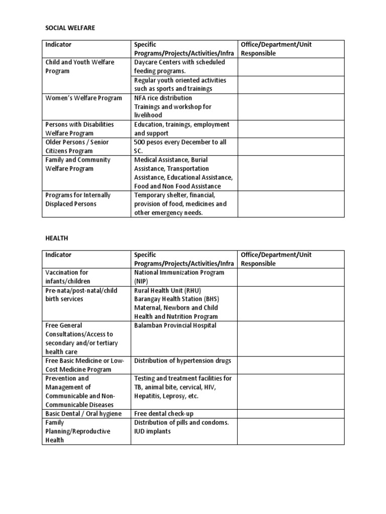 Lgu Service Delivery Baseline Data | PDF | Health Economics | Health Care