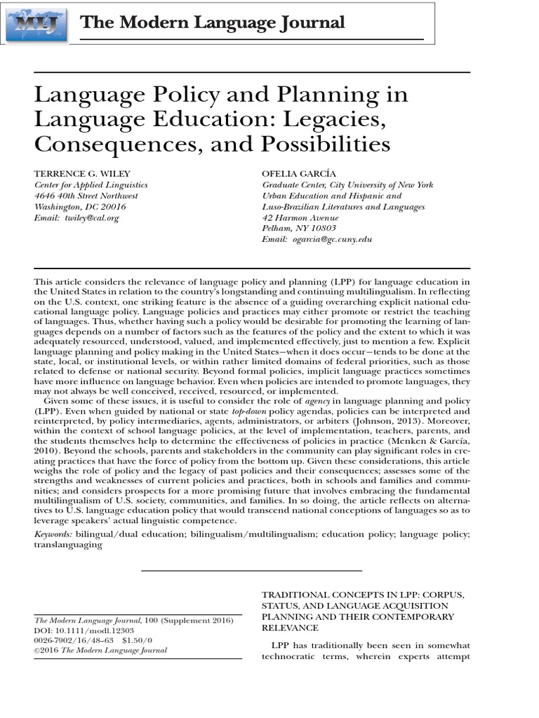 Wiley Garcia-2016-The Modern Language Journal | PDF | Multilingualism ...