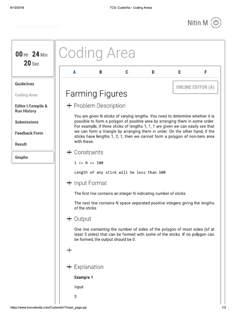 TCS Codevita 2018 Question Paper | PDF