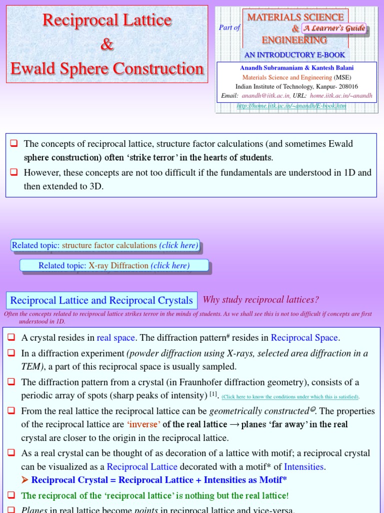 Reciprocal Lattice | PDF | Crystal Structure | X Ray Crystallography